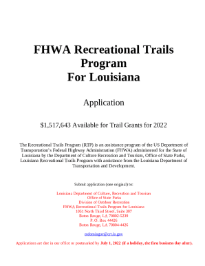 FHWA Recreational Trails Program Doc Template | pdfFiller
