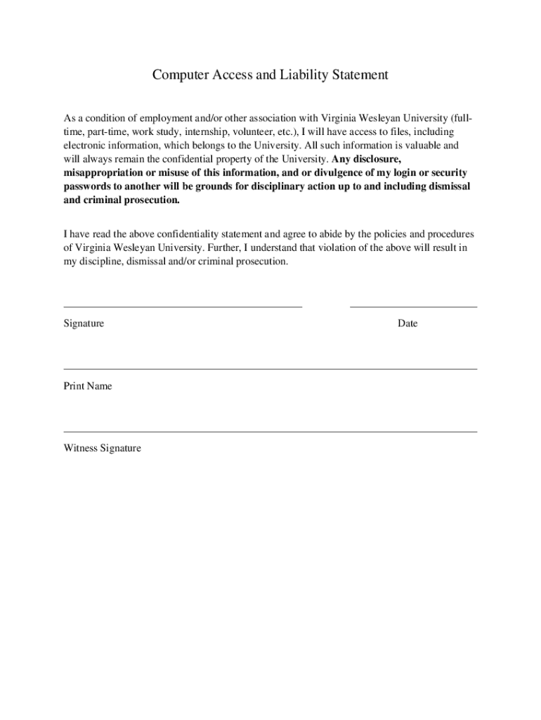 Fillable Online 07 Computer Access and Liability Statement 06-2017.docx ...