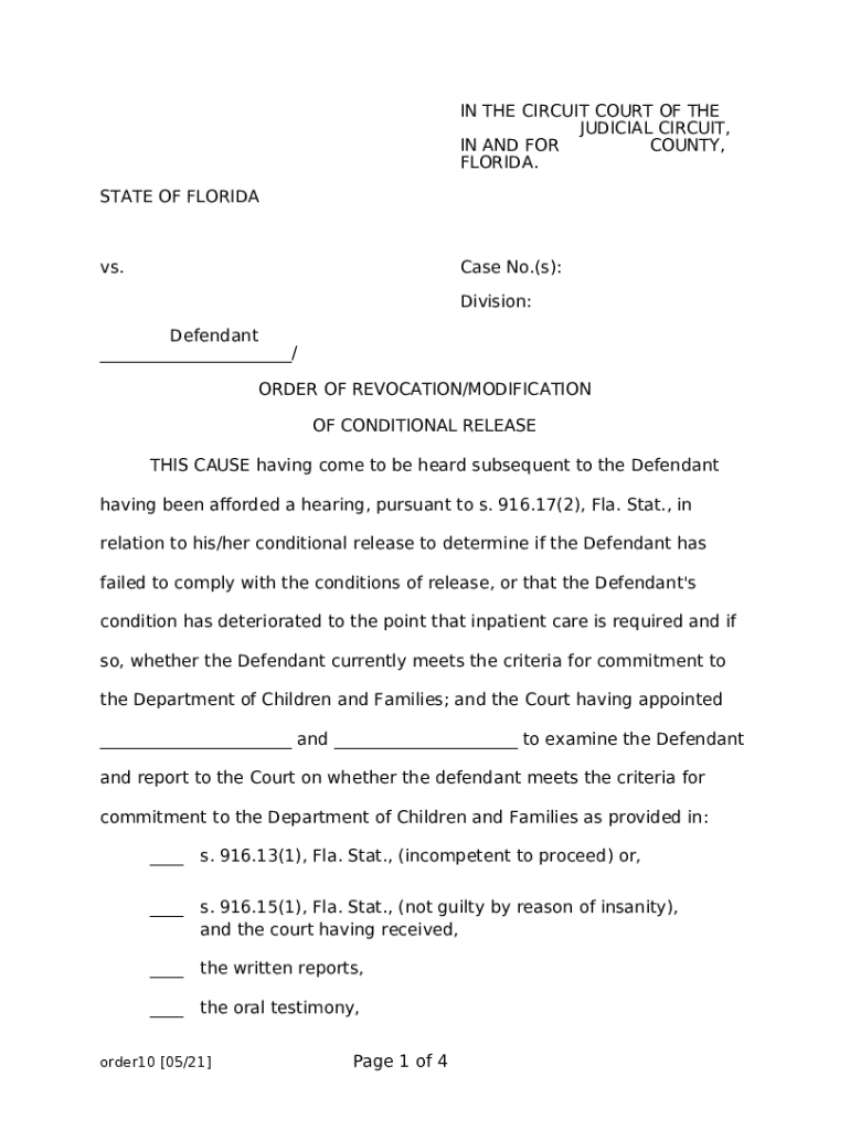 Order of Revocation of Release Doc Template | pdfFiller