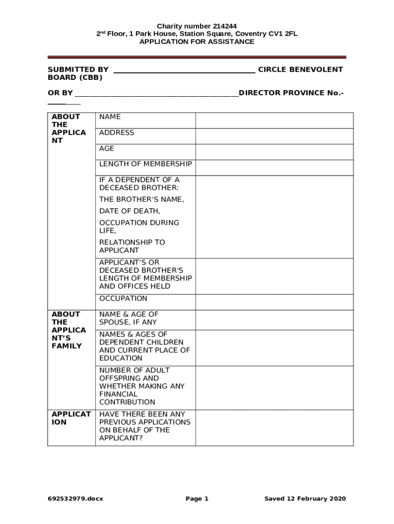 SUBMITTED BY CIRCLE BENEVOLENT BOARD (CBB) Doc Template | pdfFiller