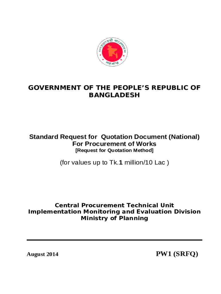 Request for Quotation Document (National) For Procurement ... Doc Template | pdfFiller