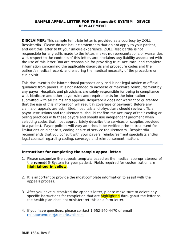 SAMPLE APPEAL LETTER FOR THE remed Doc Template | pdfFiller