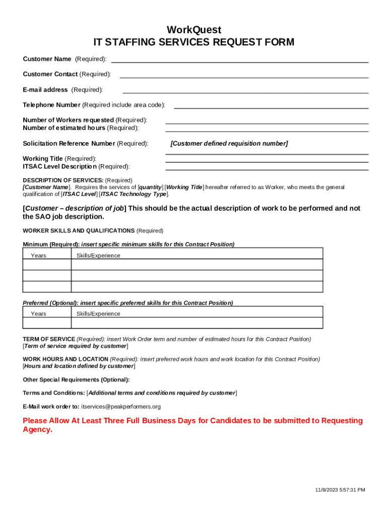 ICTIT Staffing Services Doc Template | pdfFiller