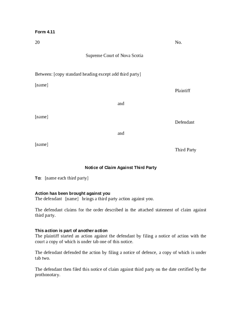 Nova Scotia Civil Procedure Rules * Doc Template | pdfFiller