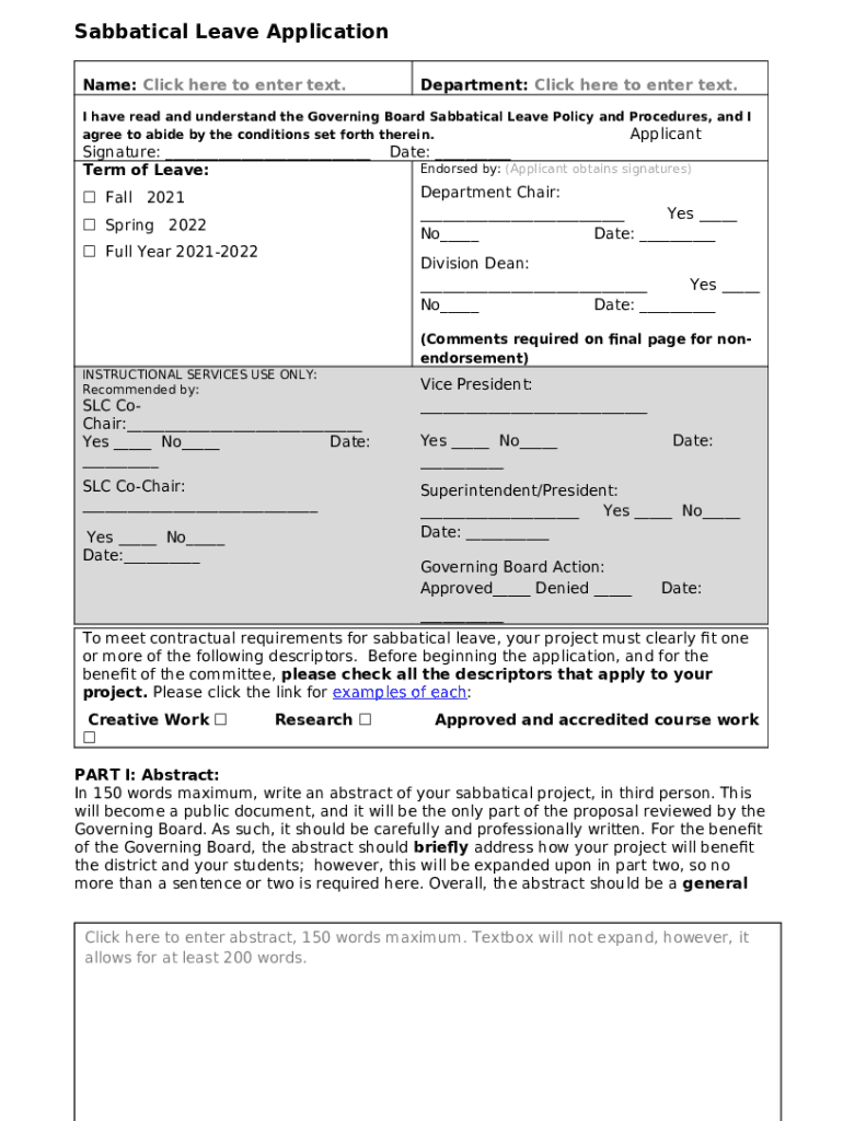 Sabbatical LeaveOffice of the Provost Doc Template | pdfFiller