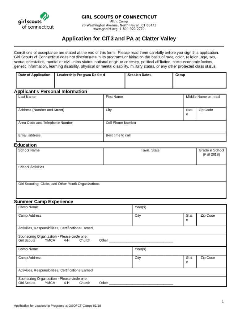 GIRL SCOUTS OF CONNECTICUT: Camperships - North Haven Doc Template ...