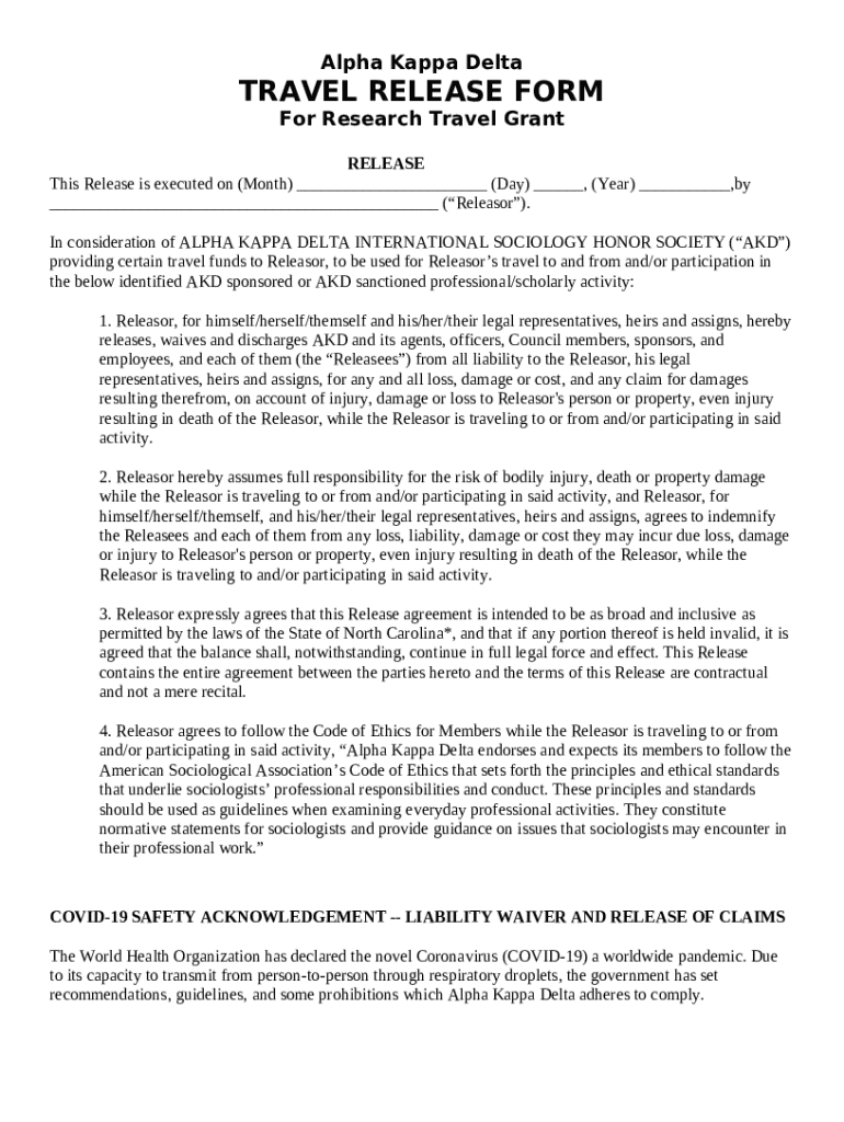 This Release is executed on (Month) (Day) , (Year) ,by ("Releasor") Doc ...