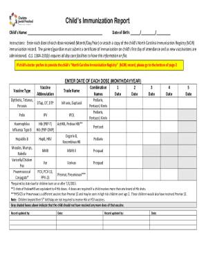 Fillable Online Child's Immunization Report Fax Email Print - pdfFiller