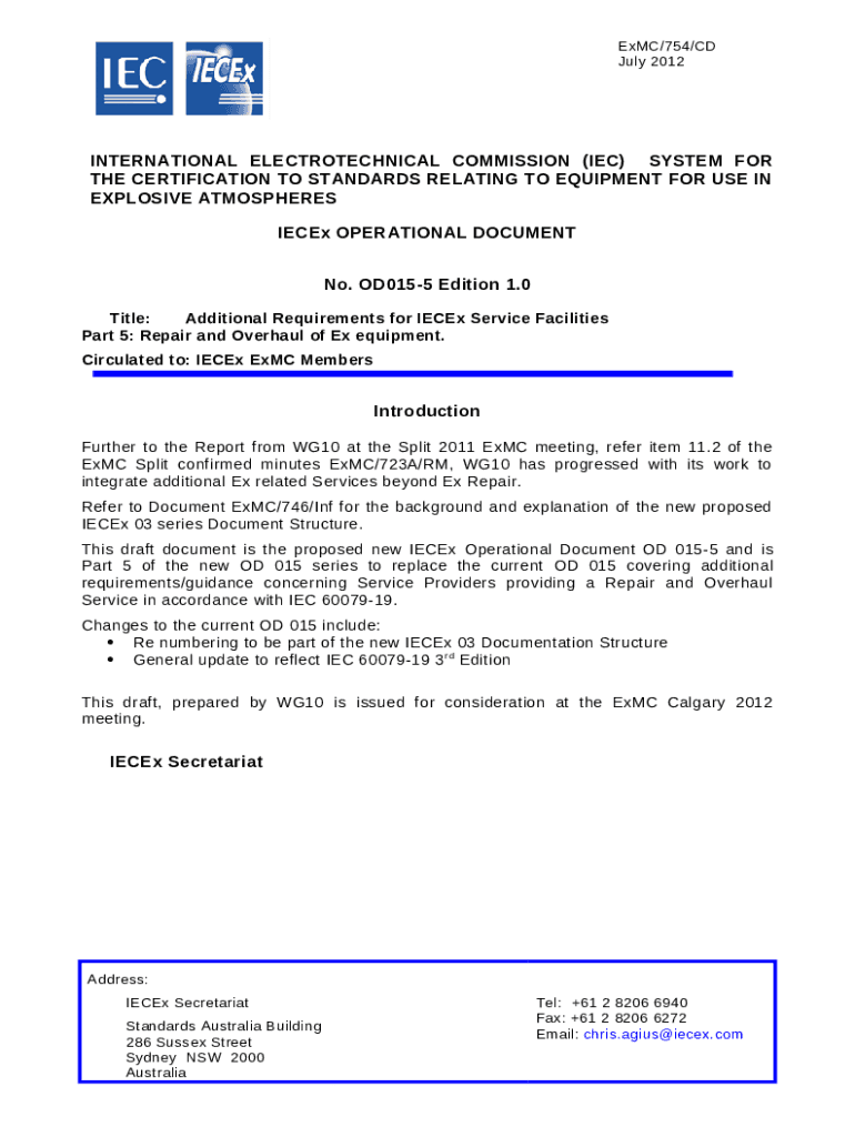 IECEx OD 015 Version 2 Doc Template | pdfFiller