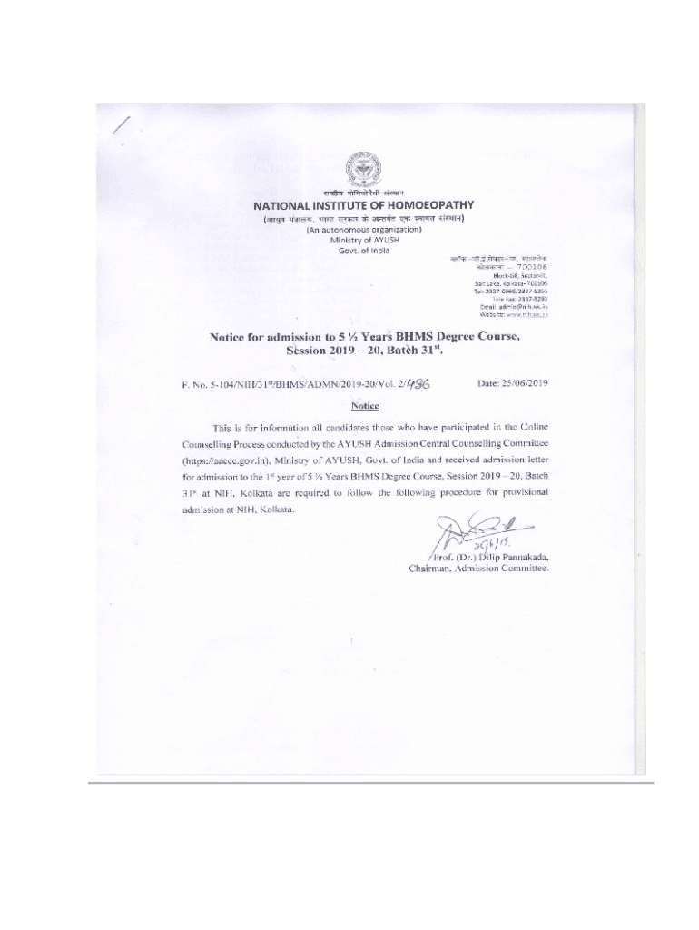 proa for undertaking by the student - nih nic Doc Template | pdfFiller