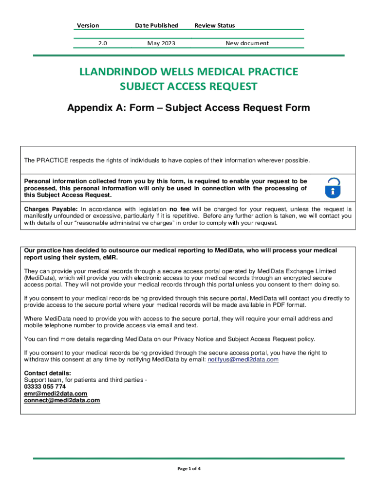 Fillable Online Subject Access Request (SAR) PoH - The Practice of ...