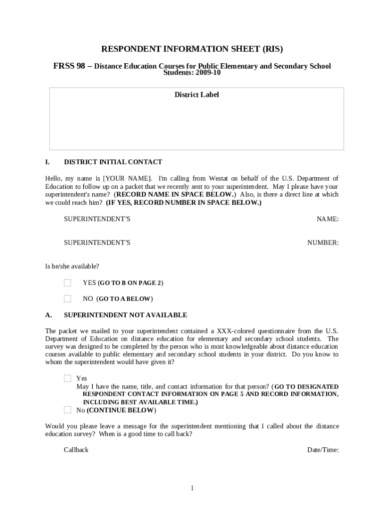 RESPONDENT INATION SHEET (RIS) Doc Template | pdfFiller