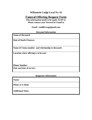 Funeral Offering request Doc Template | pdfFiller