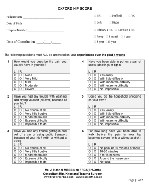 Fillable Online The Oxford hip score: the patient's perspective - PMC ...