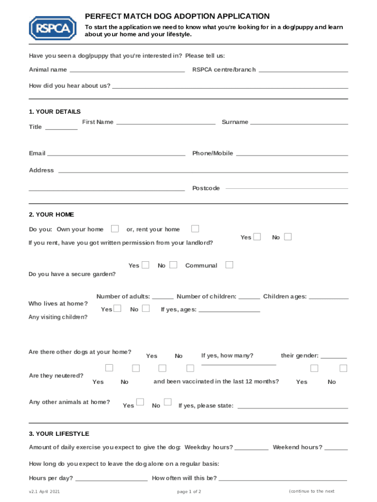 ADOPTION PROCESS & APPLICATION - rspca-brighton org Doc Template ...