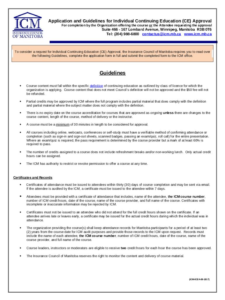 Individual Continuing Education Credit Hour Approval Doc Template | pdfFiller