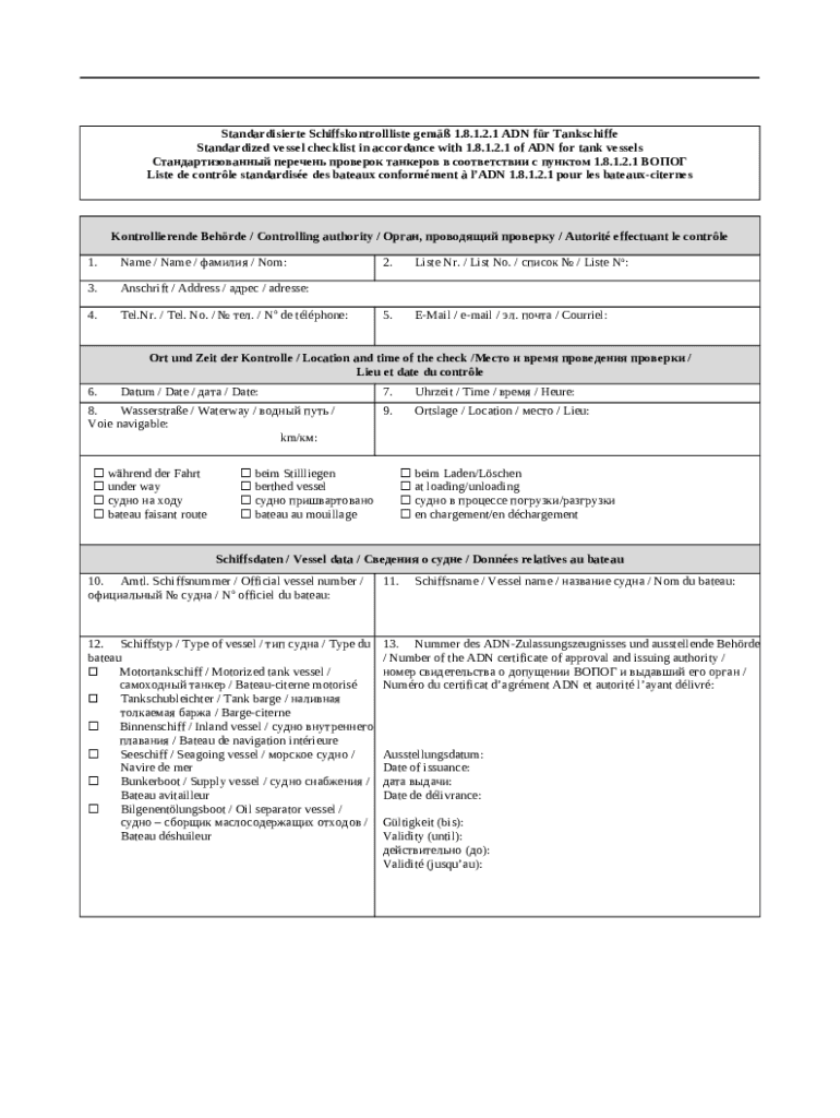 Update of the Vessel Checklists in accordance with 1.8.1.2.1 Doc ...