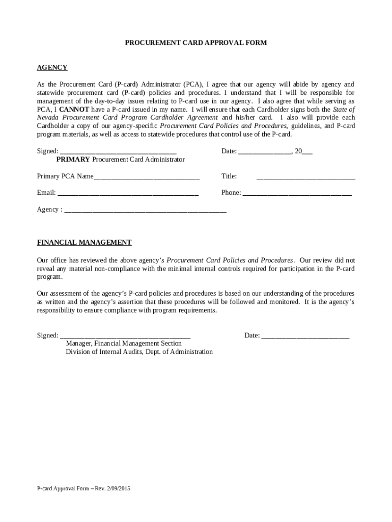 Getting a State Procurement Card (PCard) - budget nv Doc Template ...