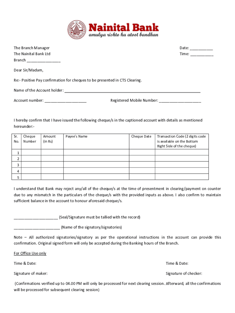 Fillable Online Form for positive pay.docx Fax Email Print - pdfFiller