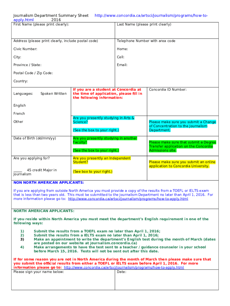 Journalism Department Summary ... Doc Template | pdfFiller