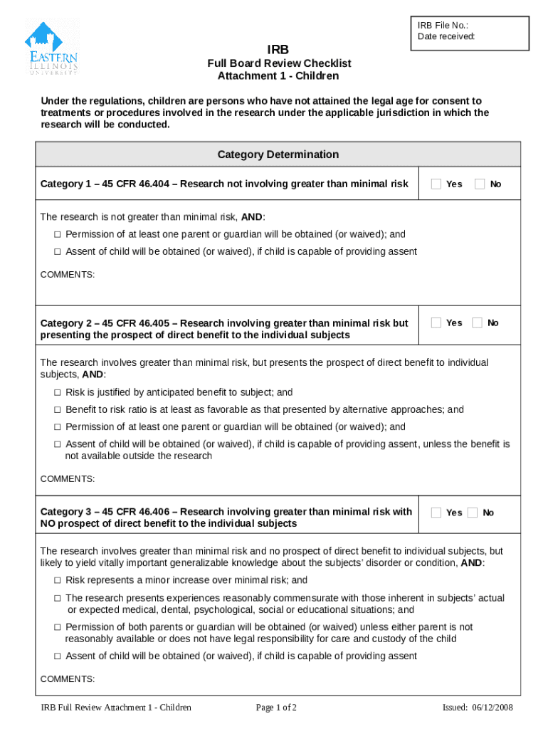 Guidelines for IRB Review of Research Involving Children Doc Template ...