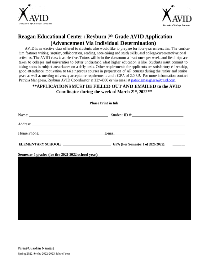 Decades of College Dreams AVID has helped me to reach ... Doc Template | pdfFiller