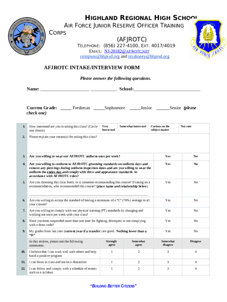 ROTC (Air Force JROTC) / Home Doc Template | pdfFiller