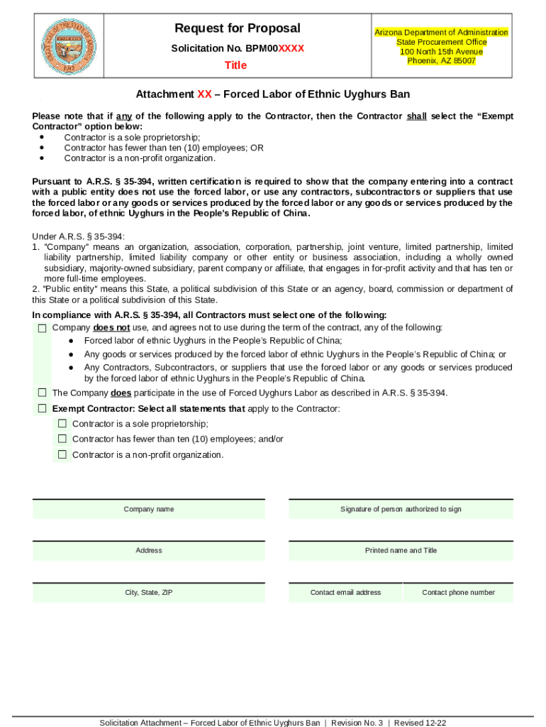 Solicitation Attachment - Forced Labor of Ethnic Uyghurs Ban Doc ...