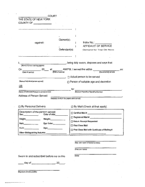 Fillable Online AFFIDAVIT OF SERVICE BY MAIL State of New York : SS Fax Email Print - pdfFiller