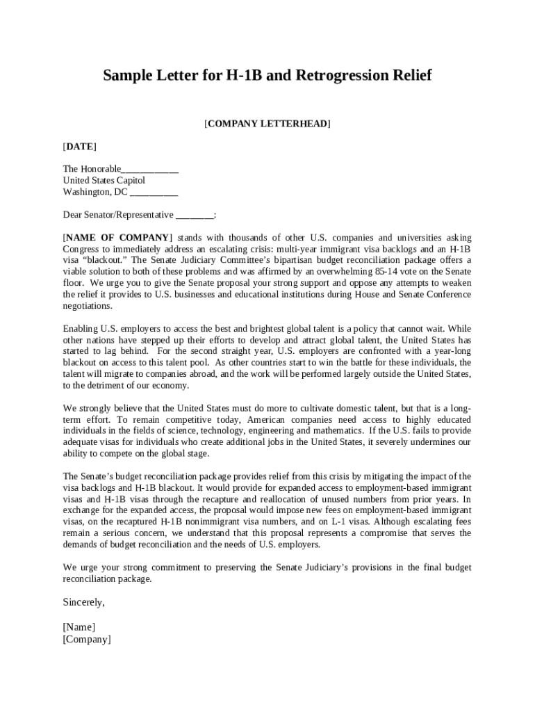 Sample Employer Letter for an Initial H-1B Sponsored by ... Doc ...