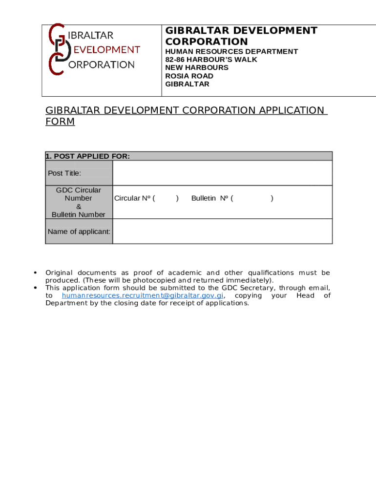 GIBRALTAR DEVELOPMENT CORPORATION Doc Template | pdfFiller