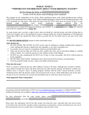 PFAS Do Not Drink public notice template and public notice ... Doc ...