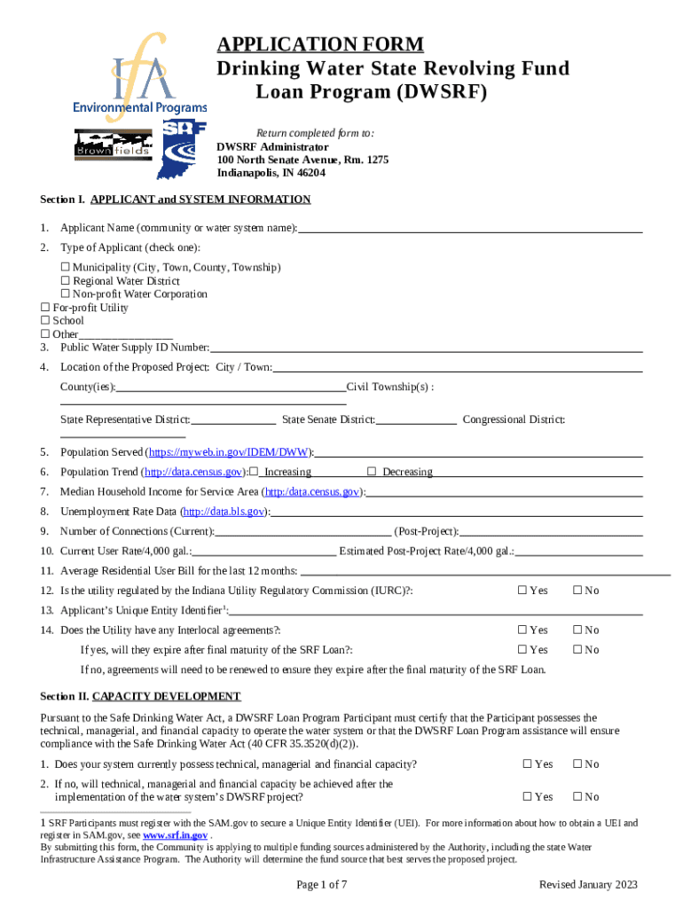 APPLICATION Wastewater State Revolving Fund ... Doc Template | pdfFiller