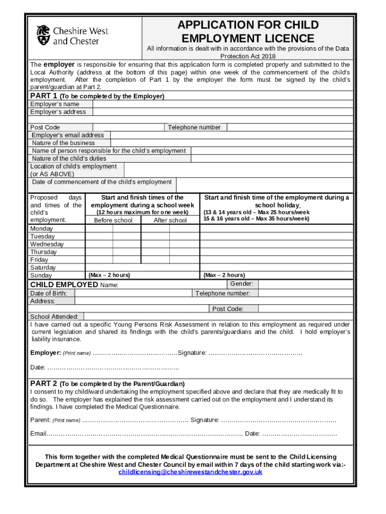 child-employment-licence-application- Doc Template | pdfFiller