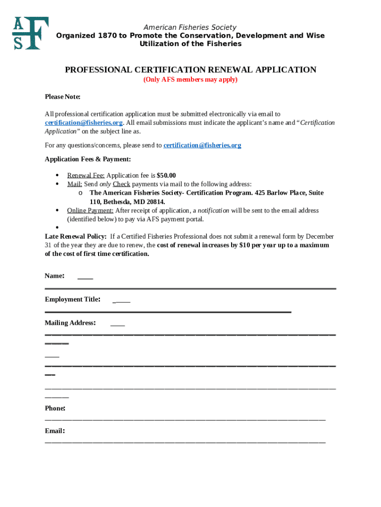 professional certification renewal application Doc Template | pdfFiller