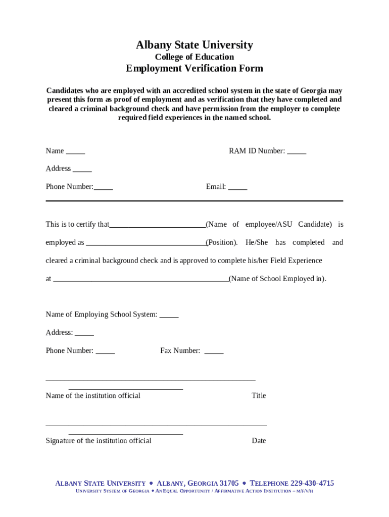 Field-Experience-Employment-Verification-. ... Doc Template | pdfFiller
