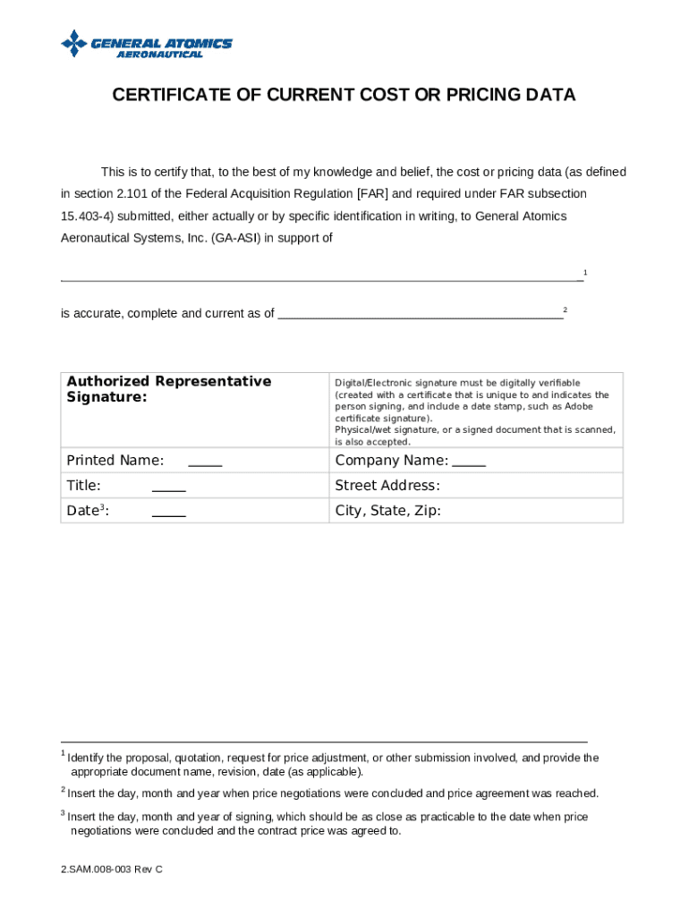 Certificate Of Current Cost Or Pricing Data Sample Clauses Doc Template Certificate Of Current Cost Or Pricing Data Sample Clauses Doc Template