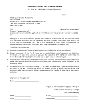 Forwarding Letter by the Head of Affiliating Institution/ ... Doc ...