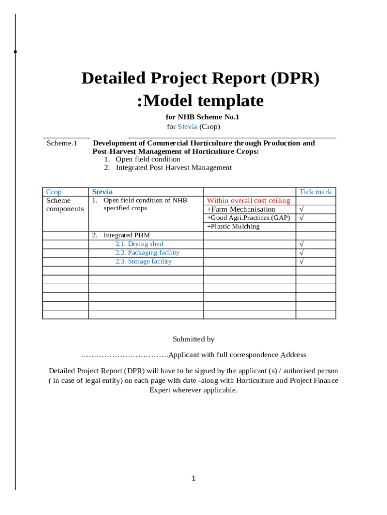Generic DPR Template Scheme 1 PDF Doc Template | pdfFiller