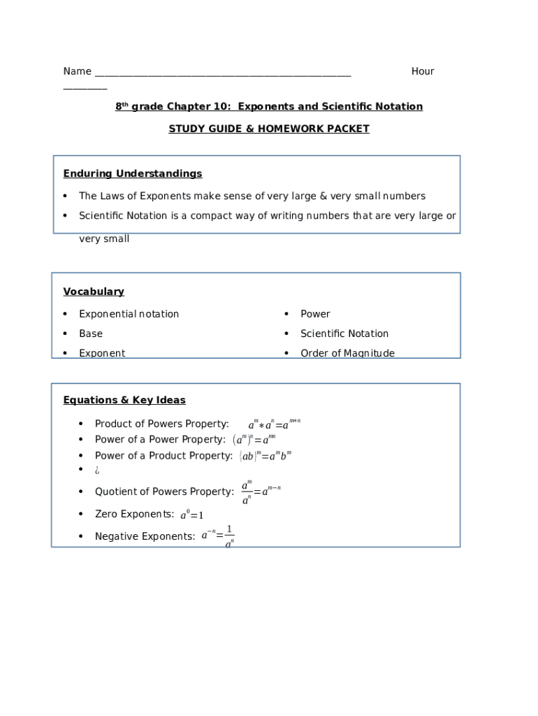 exponents and scientific notation module quiz d answer key Doc Template ...