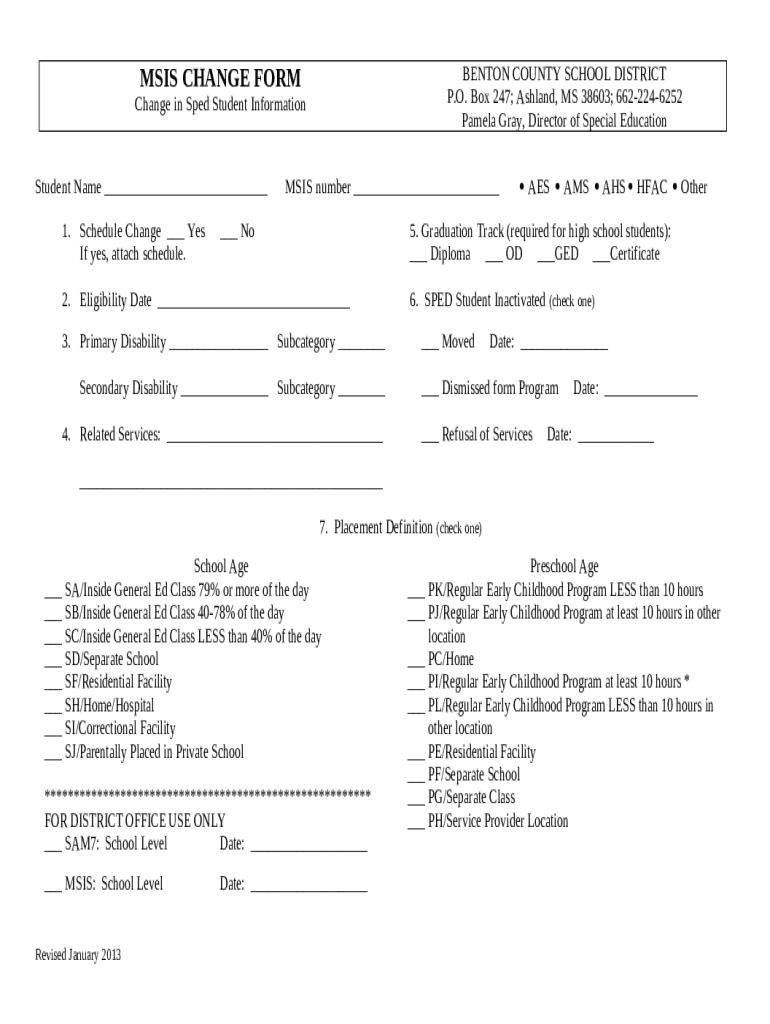 MSIS Change Doc Template | pdfFiller