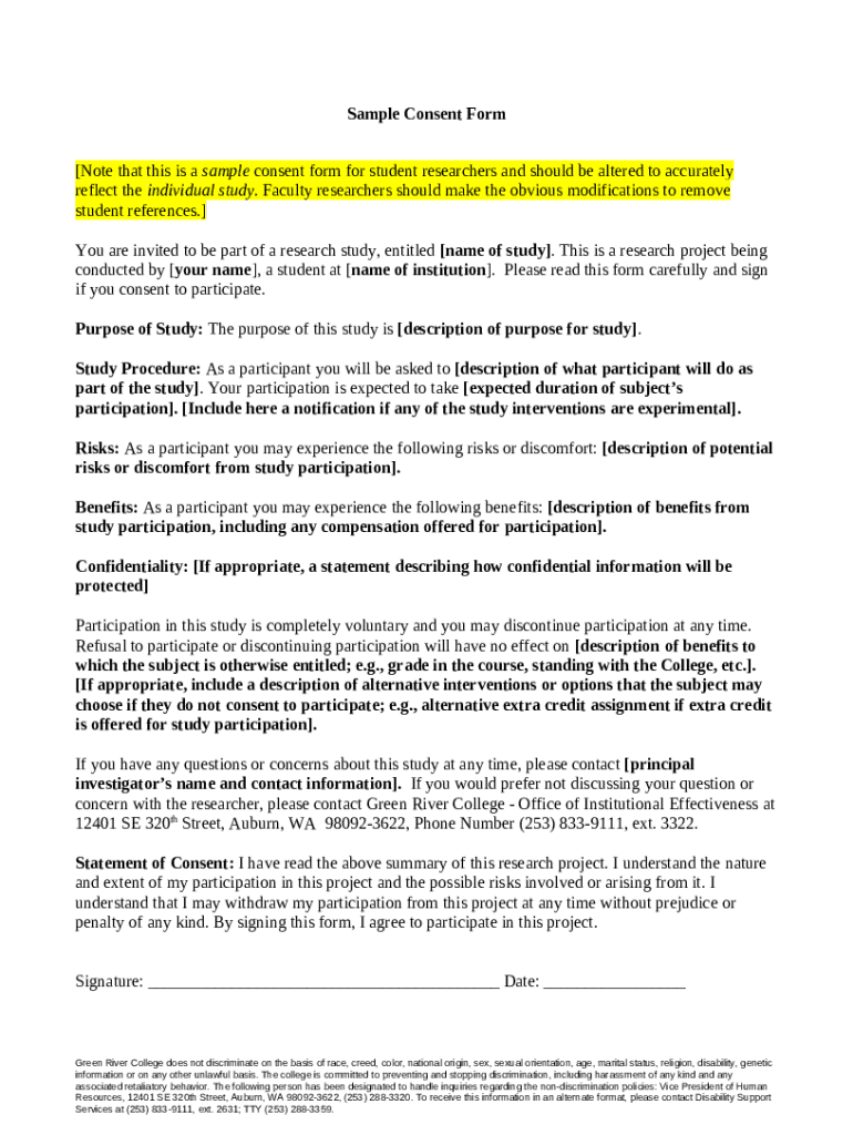 Note that this is a sample consent for student researchers and should ...