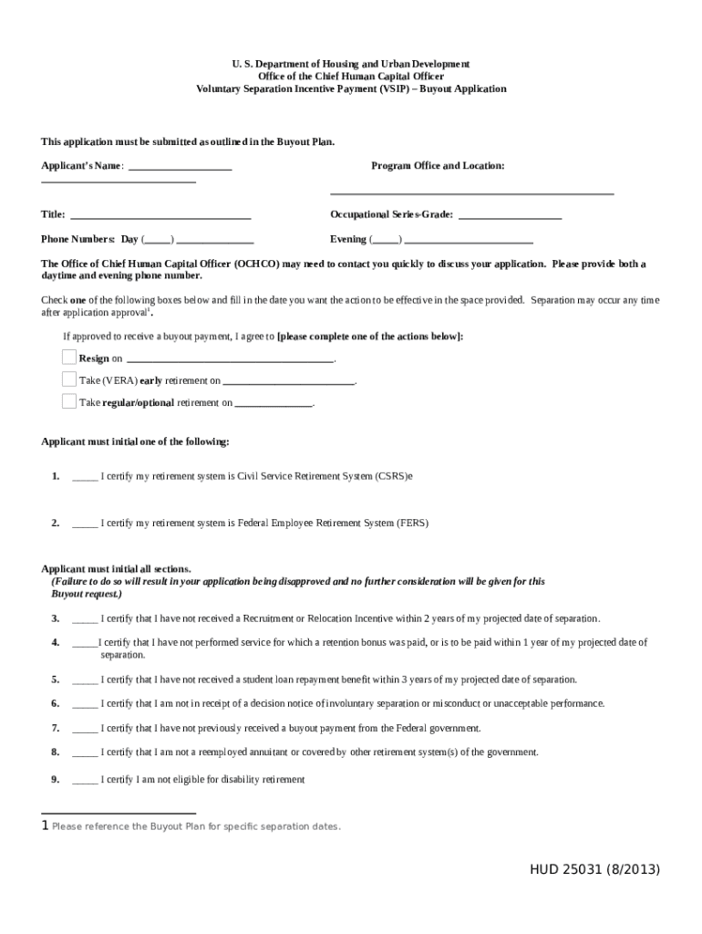 Voluntary Separation Incentive Payment (VSIP) - Buyout Application Doc ...