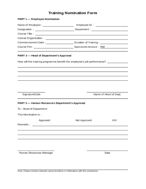 TRAINING NOMINATION Initial Delegated ... Doc Template | pdfFiller