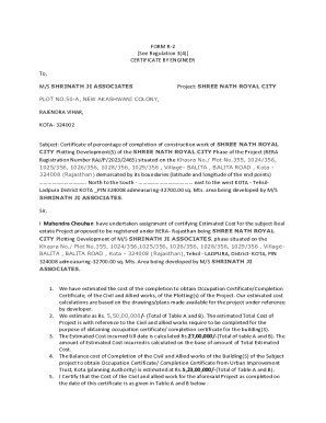 Fillable Online FORM R-2 See Regulation 3(4) CERTIFICATE BY ... - RERA ...