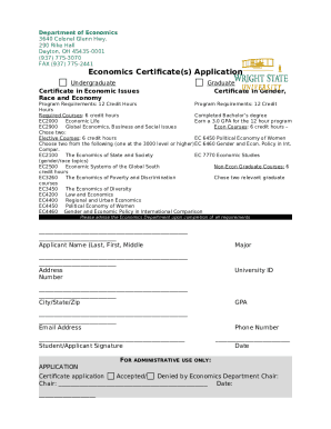 Economics Certificate(s) Application - business wright Doc Template ...