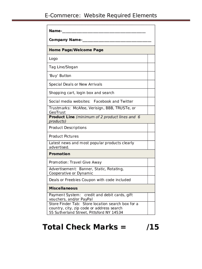 E-Commerce: Website Required Elements Doc Template | pdfFiller