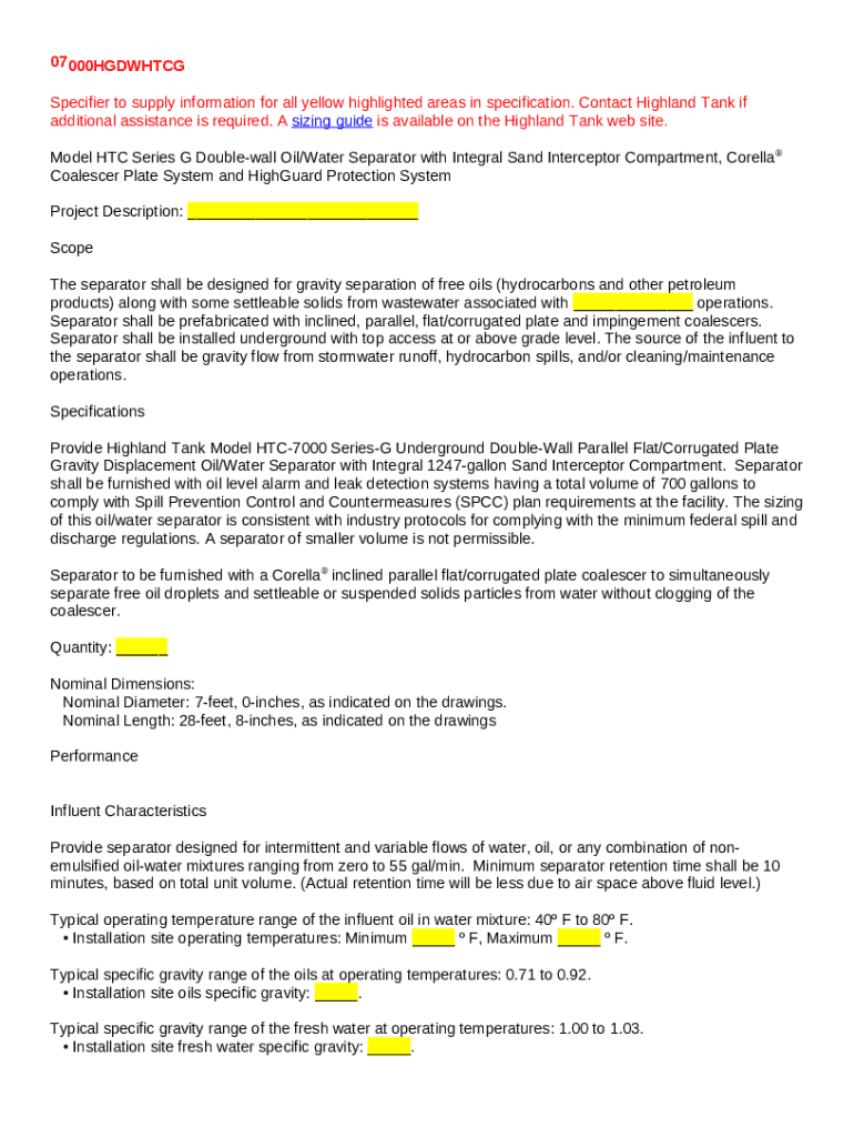 Drawings + Specs Doc Template | pdfFiller