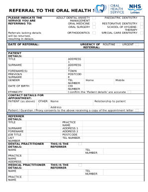 Oral Health Service referral Doc Template | pdfFiller