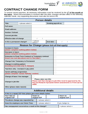 Contract change (MS Word, 125KB) Doc Template | pdfFiller